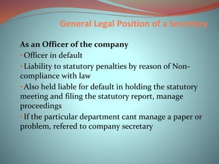 SECRETARIAL PRACTICE - Duties and responsibilities of Company secretary ...