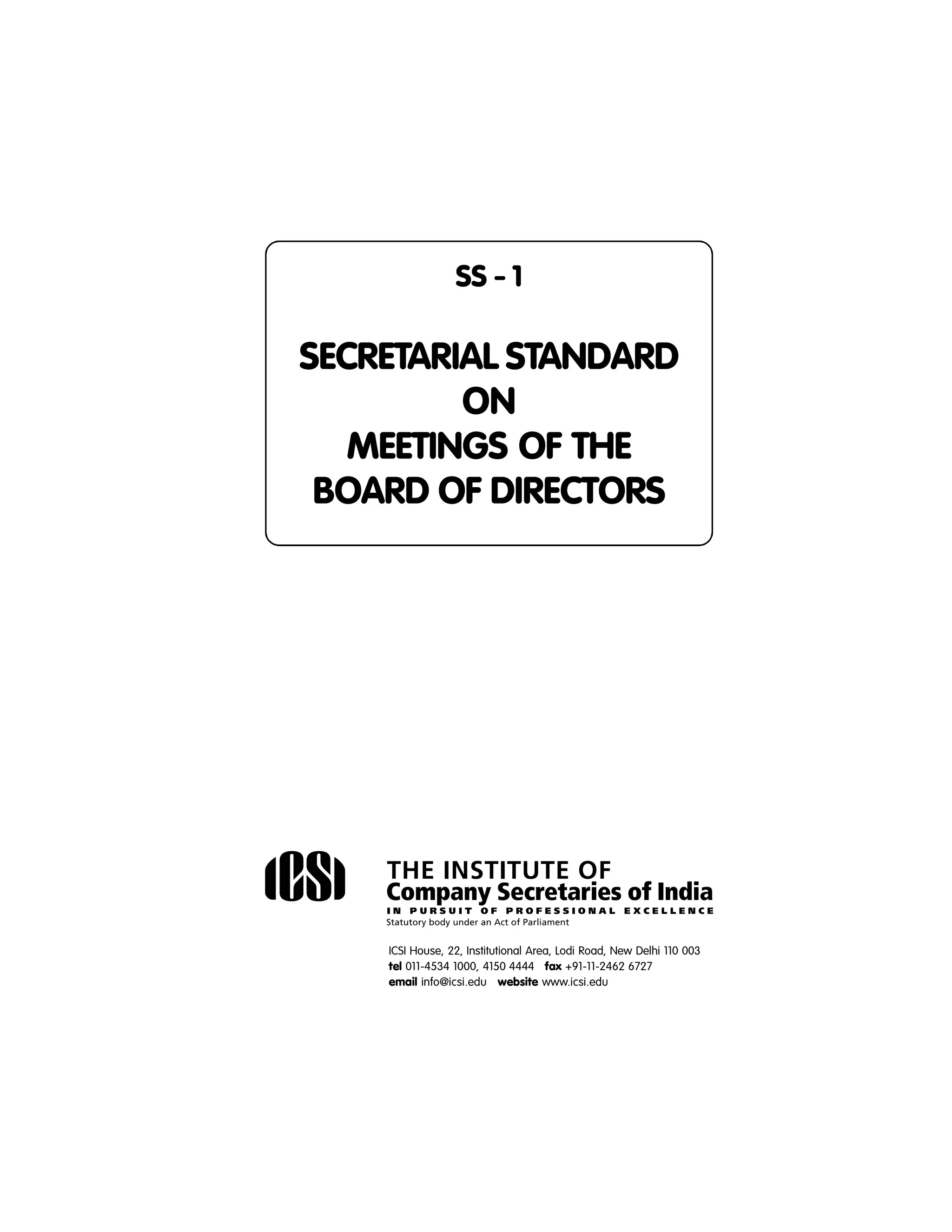 Secretarial standard 1 | PDF