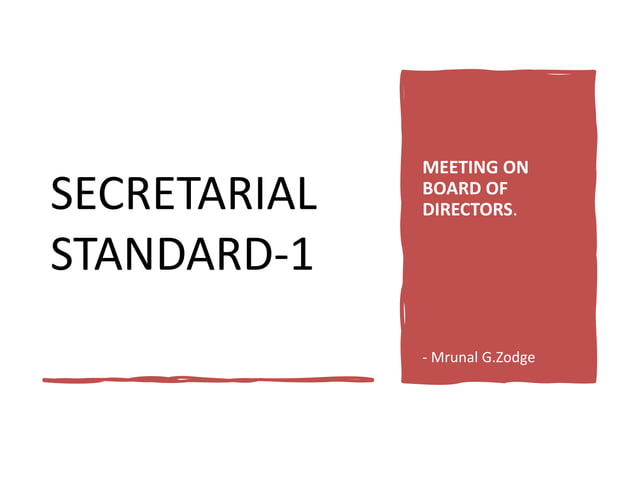 Secretarial Standard 1 - Mehta & Mehta | PPTX | Business Accounting ...