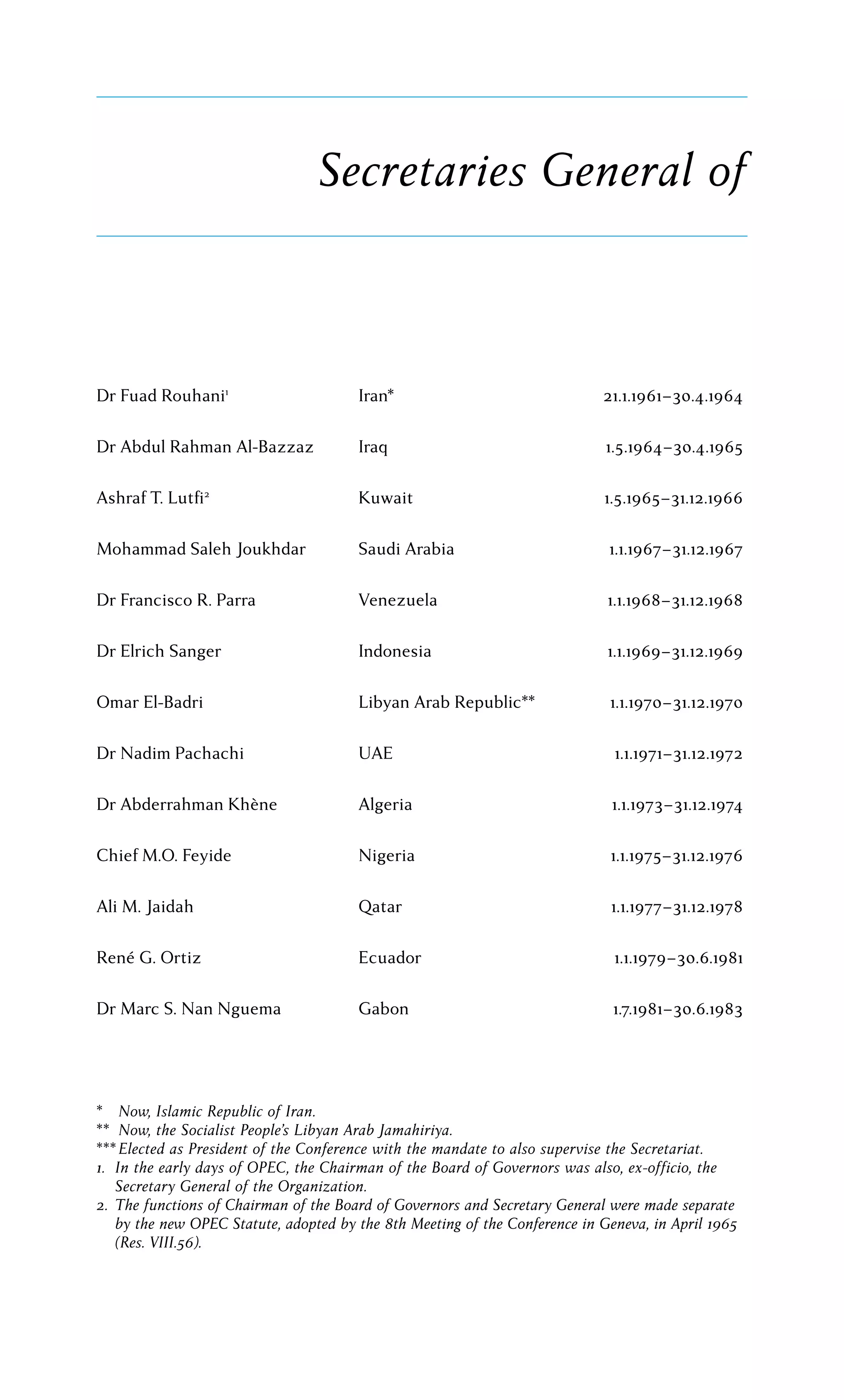 OPEC : Past and Previous Secretary Generals | PDF