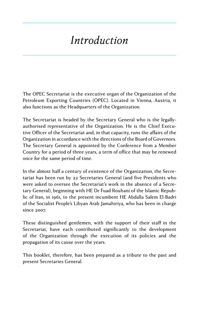 OPEC : Past and Previous Secretary Generals | PDF