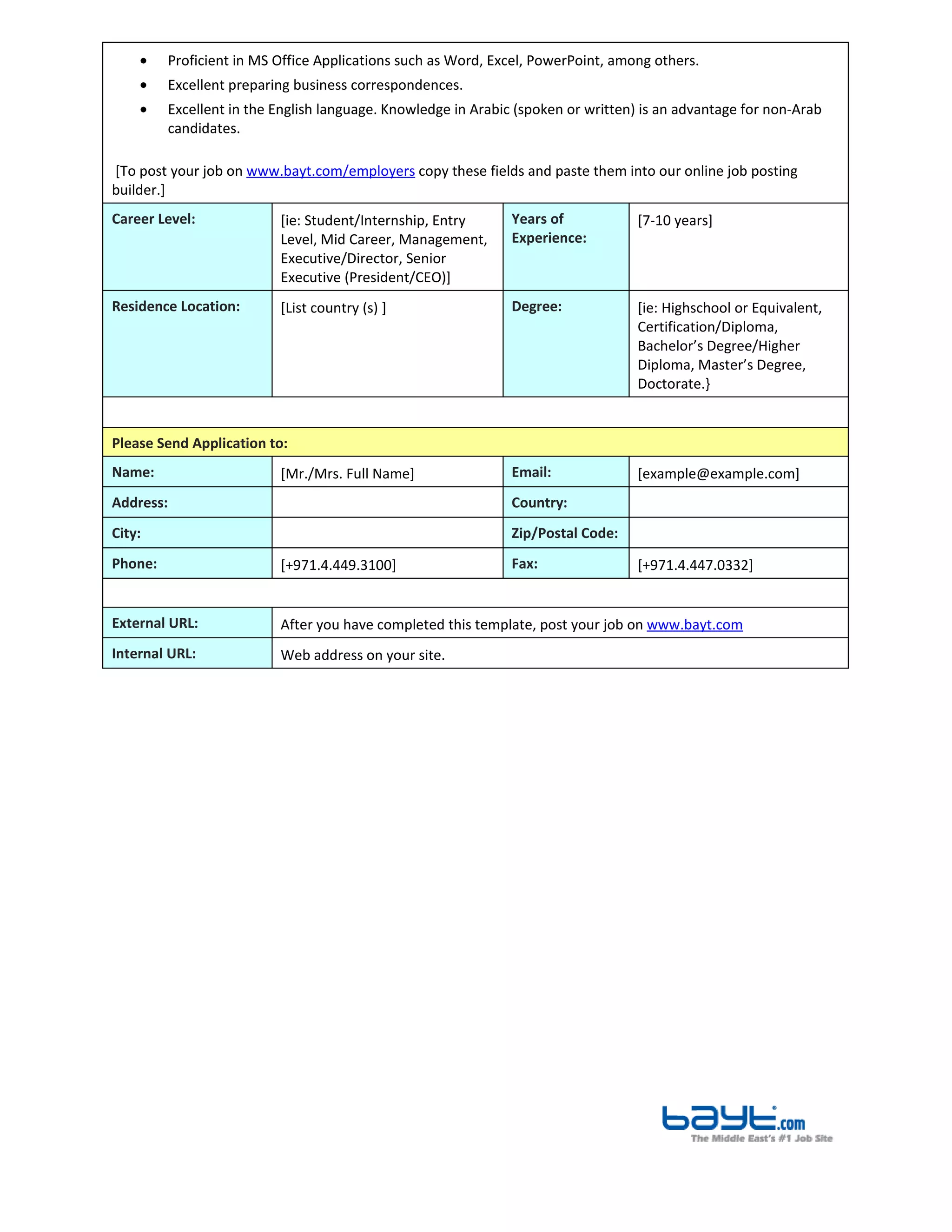 Secretary Job Description Template by Bayt.com