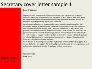 Secretary cover letter | PPT