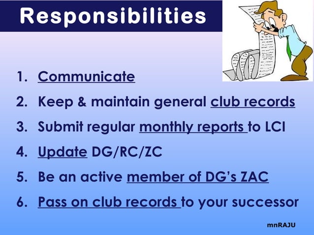 Lions Club Secretary Responsibilites 2013-2014 | PPT