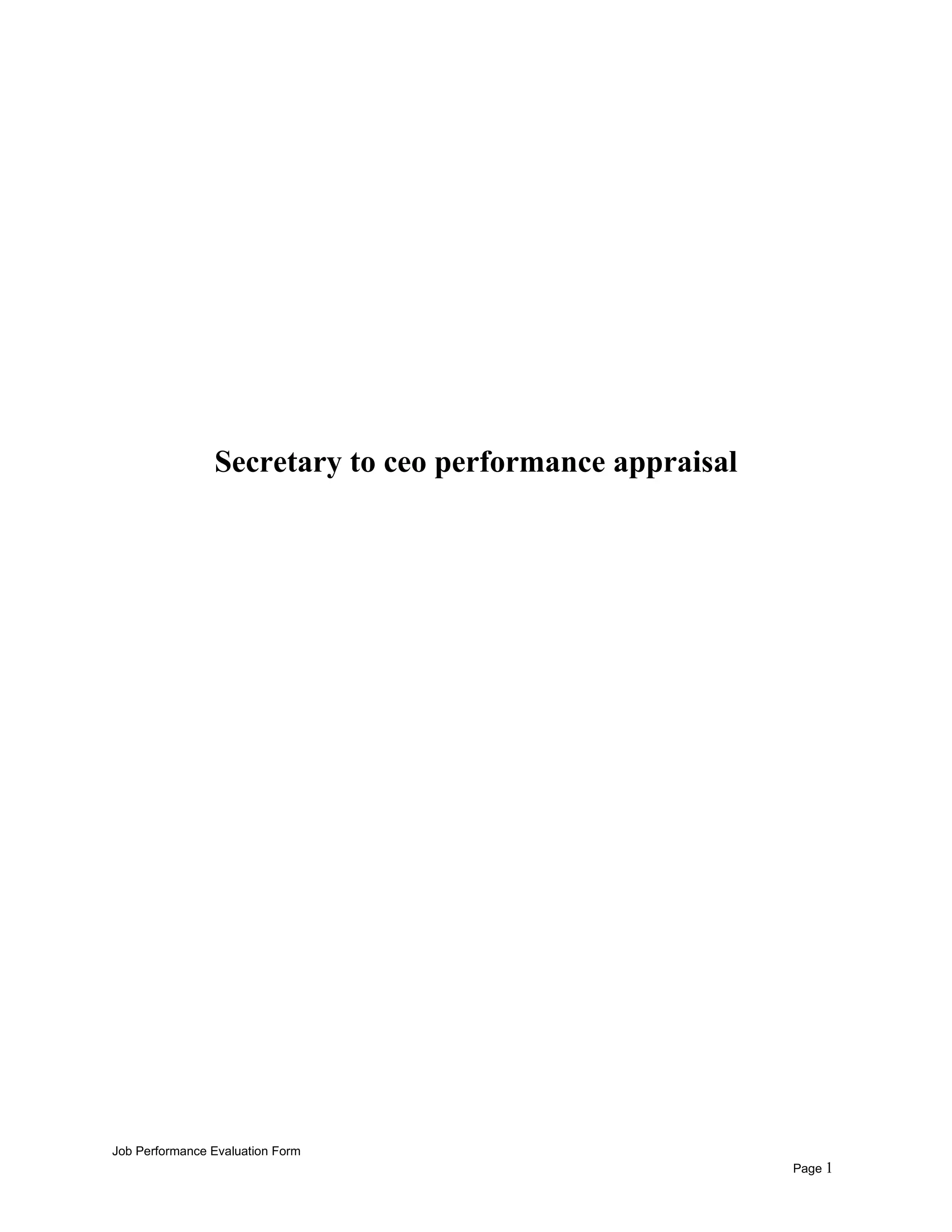 Secretary to ceo performance appraisal | DOC