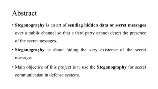 Secret communication through image and audio for defense | PPT