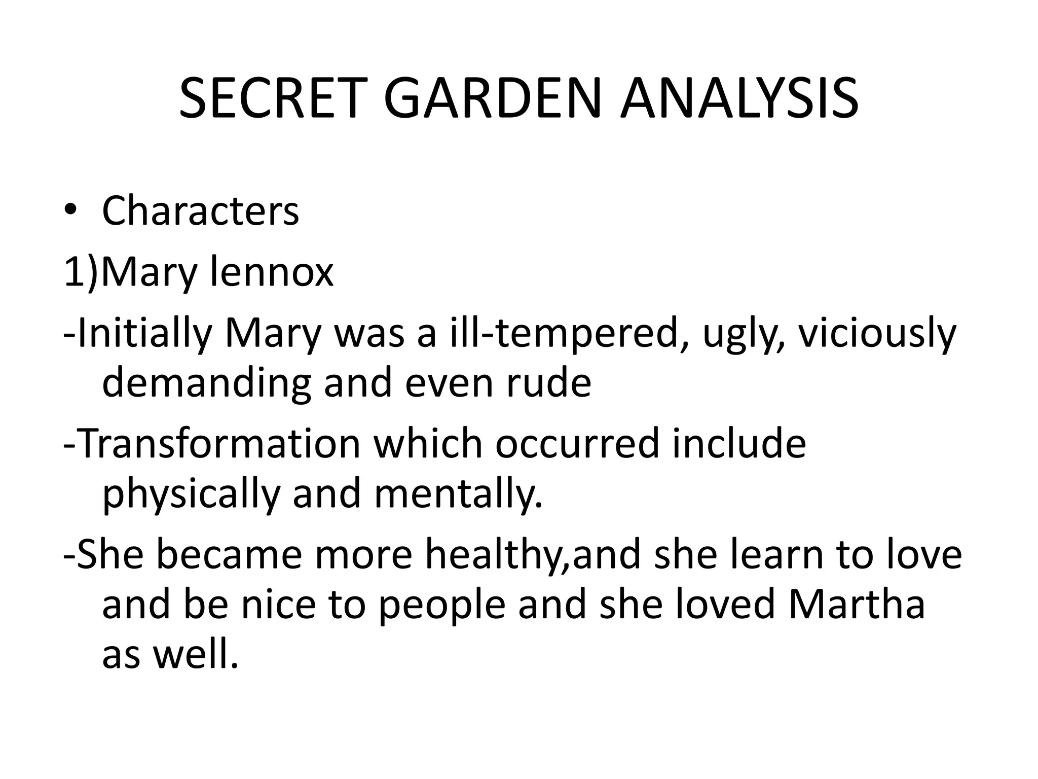 Secret garden analysis | PPT