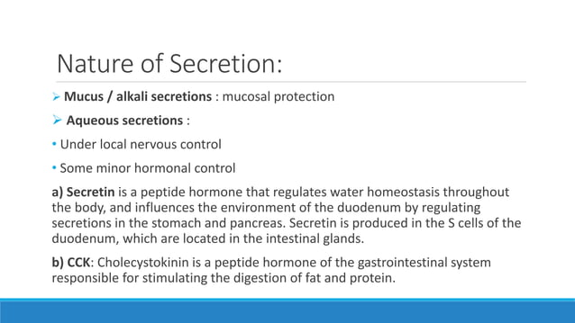 Secretions of small intestine | PPTX | Endocrine and Metabolic Diseases ...
