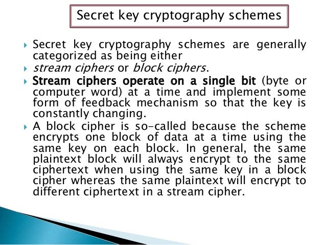 Secret key cryptography