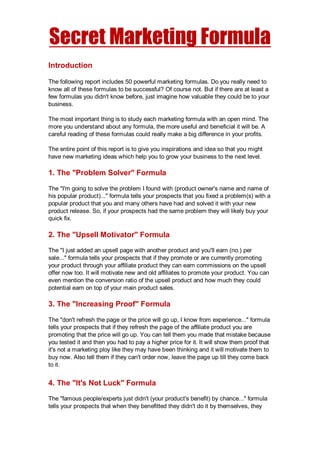 Secret Marketing Formula | PDF
