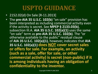 Secret sales- Now a Bar to Obtaining a US Patent. | PPT