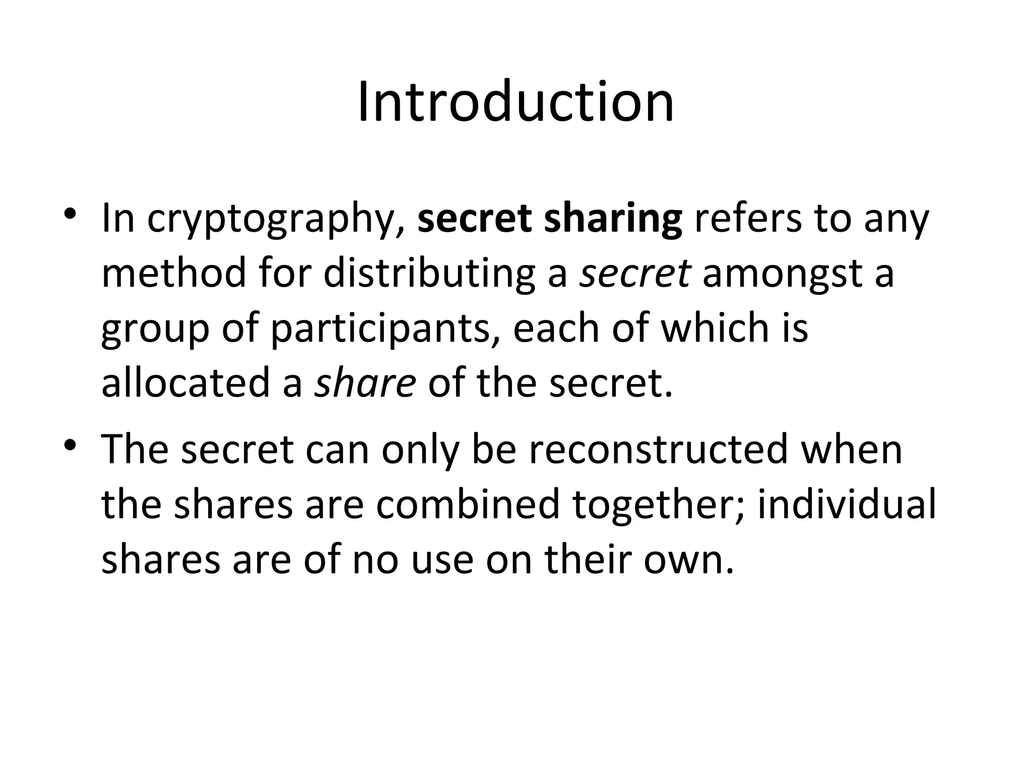 Secret sharing schemes | PPT