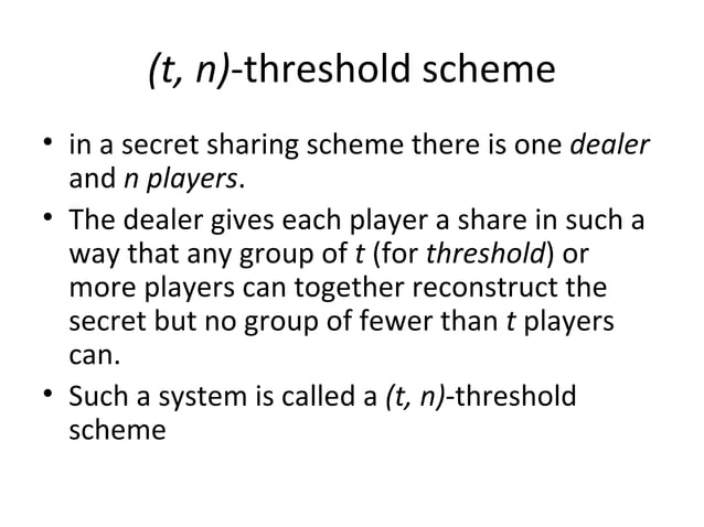 Secret sharing schemes | PPT