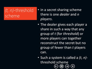 Secret Sharing Schemes B.Tech Major Project | PPTX