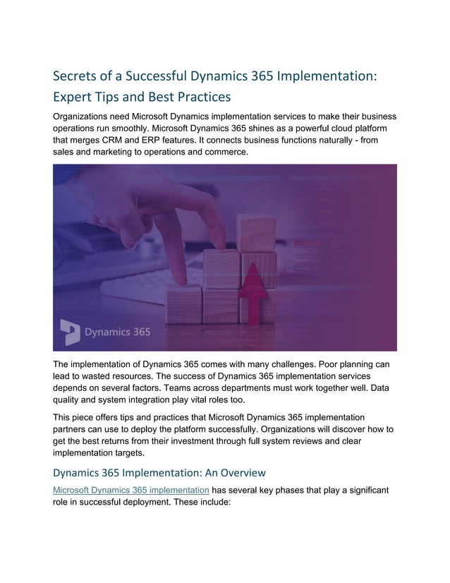 5 Critical Steps for Dynamics 365 Success | PDF