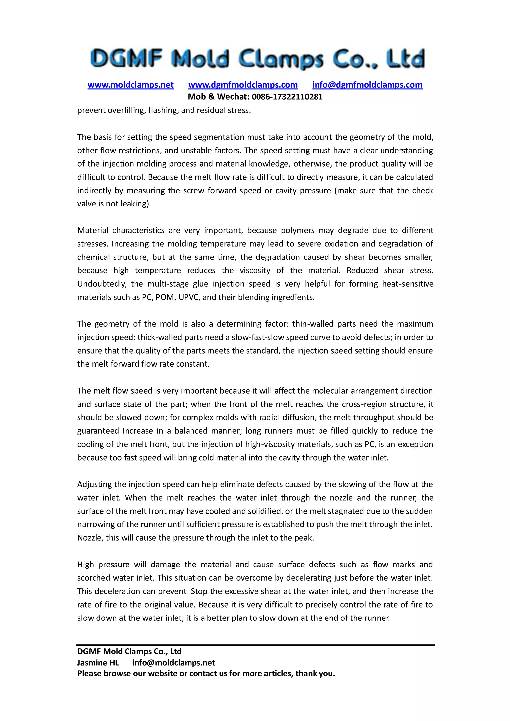 Secrets of injection molding process adjustment | PDF