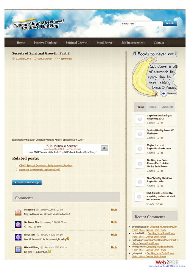 Secrets of Spiritual growth - Tushar Singh Shekhawat Vancouver | PDF