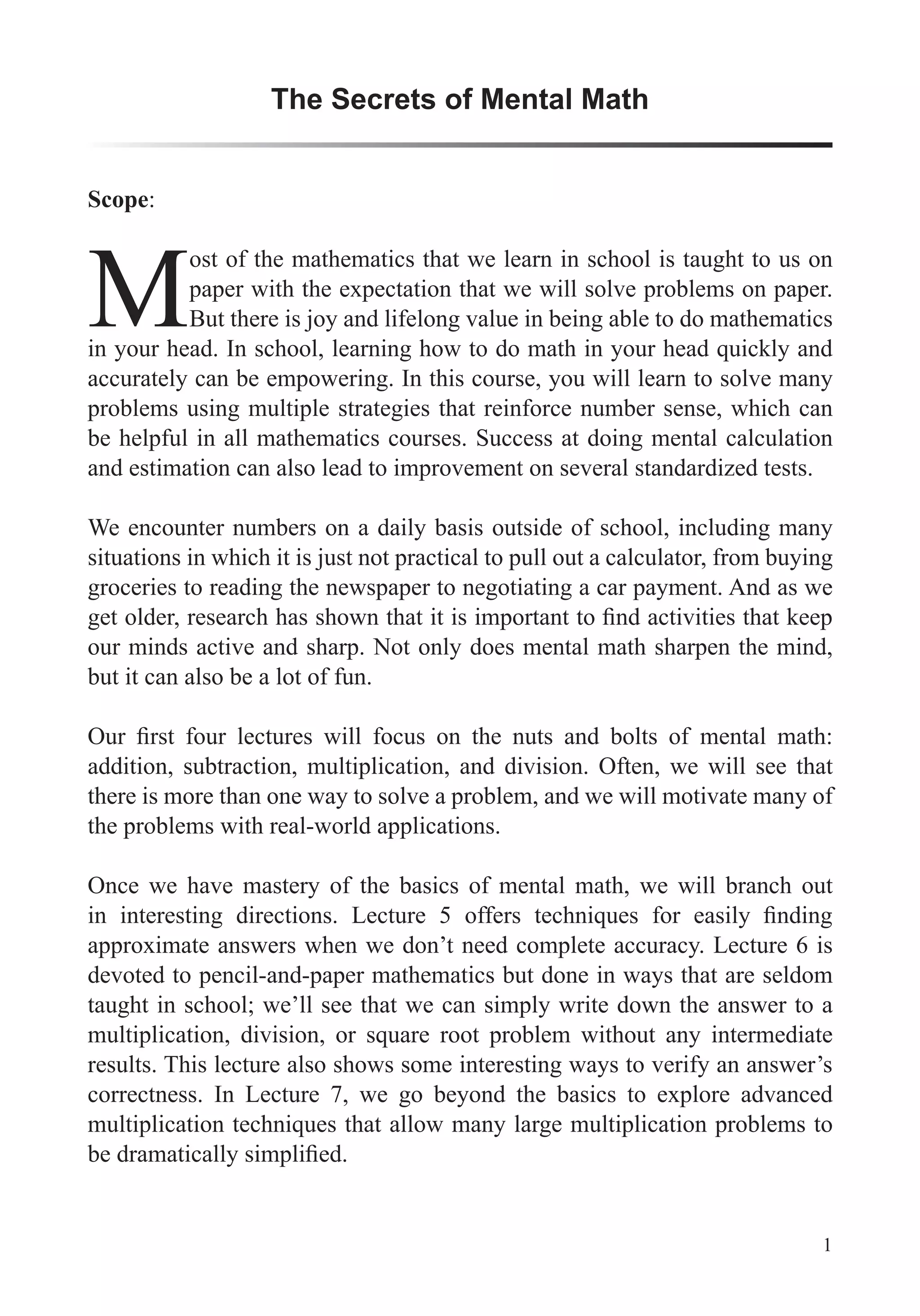 Secrets of mental math | PDF