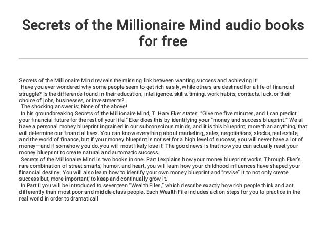 Secrets Of The Millionaire Mind Audio Books For Free