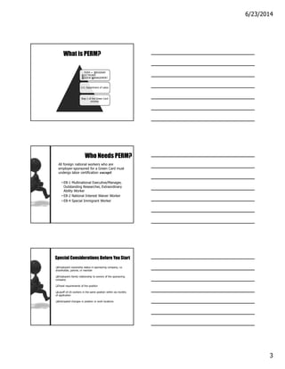 Secrets of Winning a Green Card - PERM slide handout | PDF