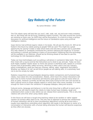 Secret Spy Robots of the future | PDF