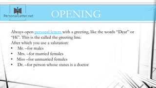Secrets to Writing a Great Personal Letter | PPT