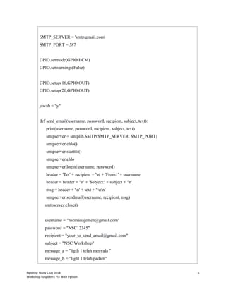 Module Workshop NSC "Raspberry pi3 with Python" - Sanusi & Sasmitoh RR | PDF