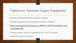 Secsgem for legacy semiconductor equipment | PDF