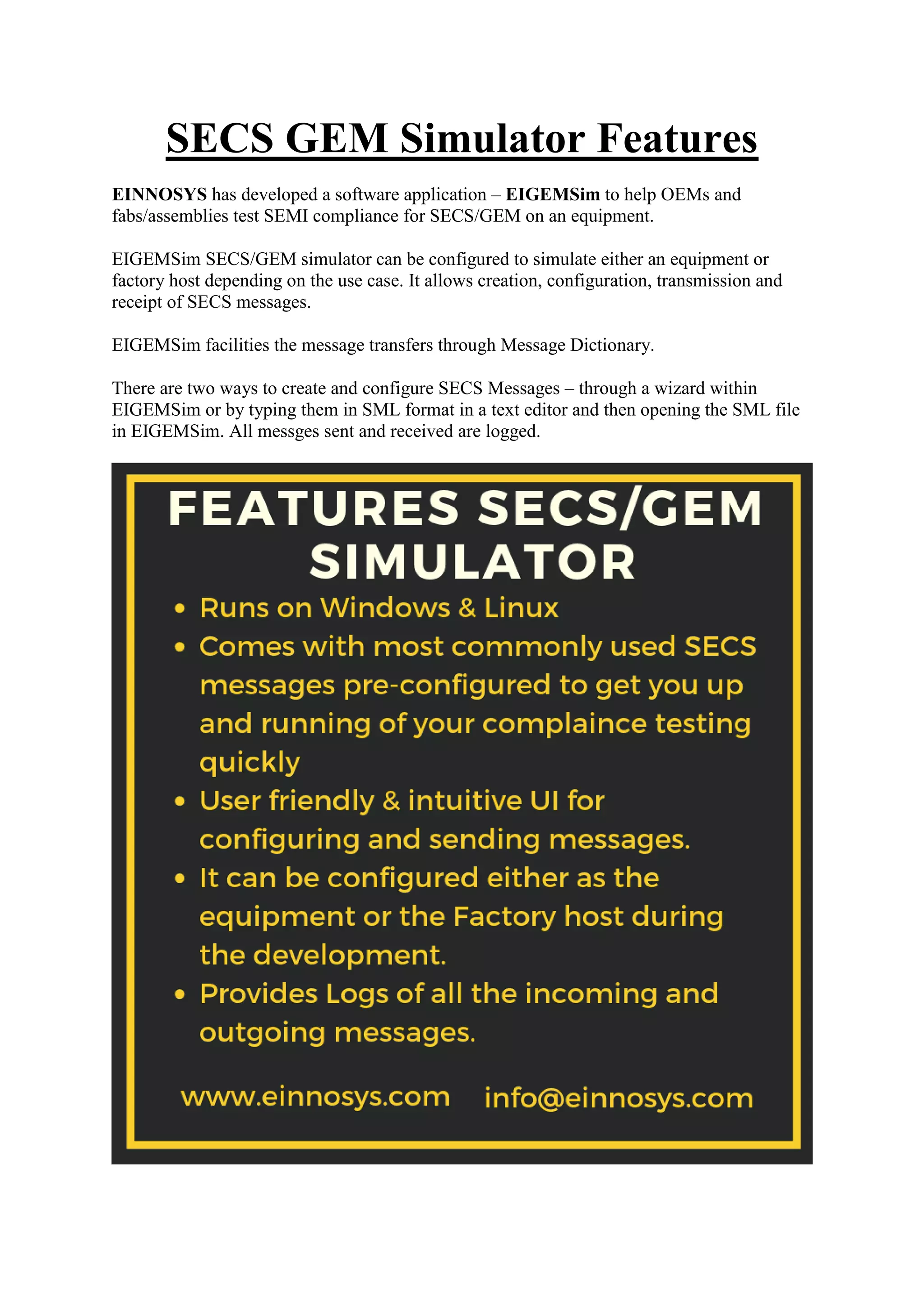 Secs gem simulator features | PDF