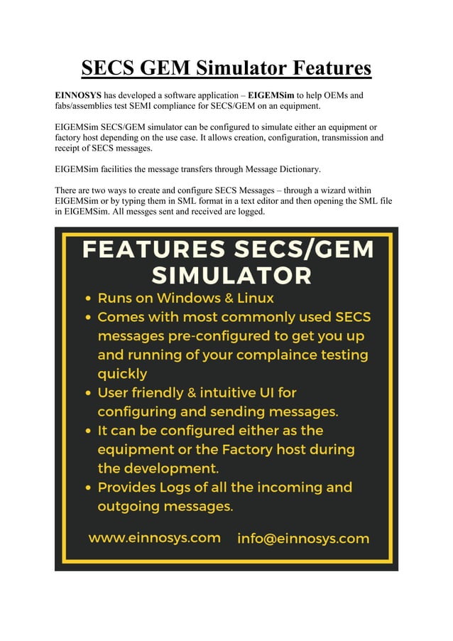 Secs gem simulator features | PDF