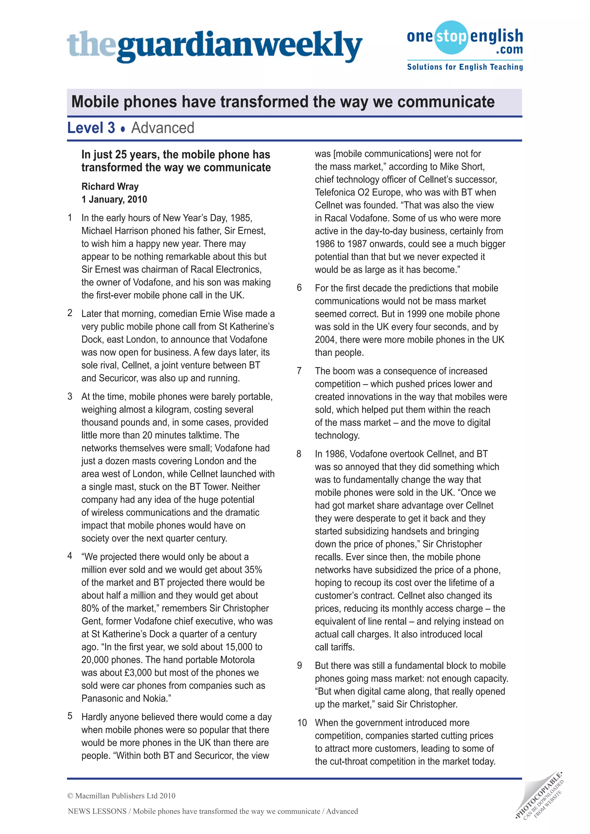 MOBILE PHONES HAVE TRANSFORMED THE WAY WE COMMUNICATE | PDF