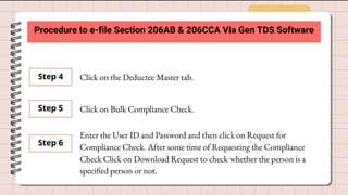 Filing Process for Section 206AB & 206CCA Using Gen TDS Software | PPT