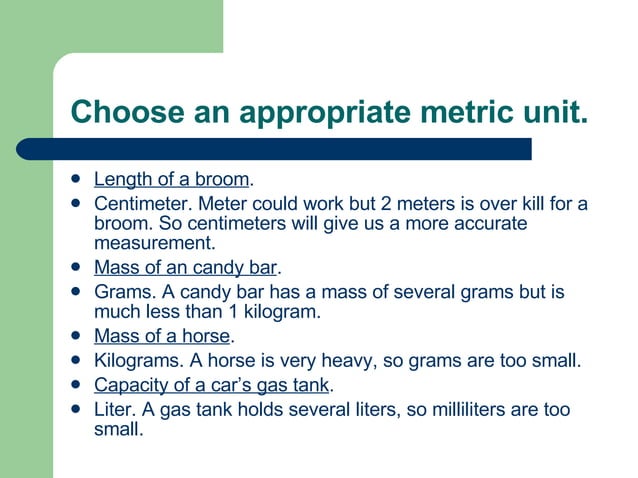 Section 3.7 Using The Metric System | PPT