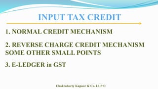 Section 49 – cgst, sgst/utgst, igst input tax credit mechanism | PPT