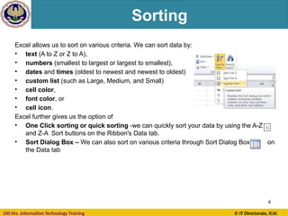 Basics of Microsoft excel 2010-Chapter-4 | PPT