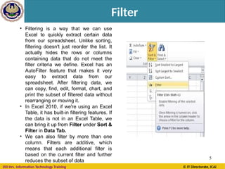 Basics of Microsoft excel 2010-Chapter-4 | PPT