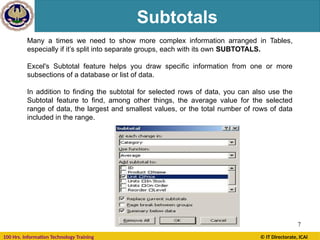 Basics of Microsoft excel 2010-Chapter-4 | PPT