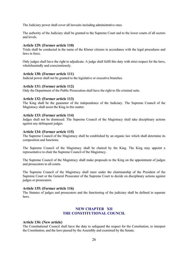 Constitution of the Kingdom of Cambodia (1993) and subsequent ...