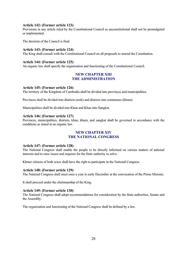 Constitution of the Kingdom of Cambodia (1993) and subsequent ...