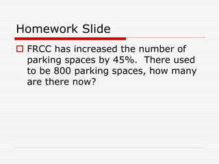 FRCC MAT050 Percent Increase/Decrease I (Sect 1.4) | PPT
