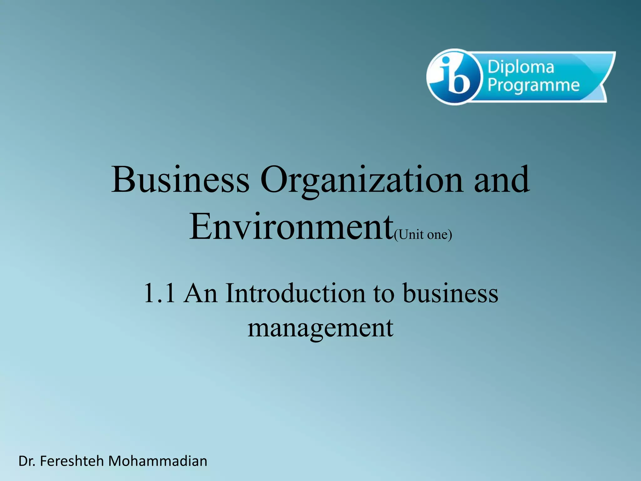 Introduction to business management | PPT