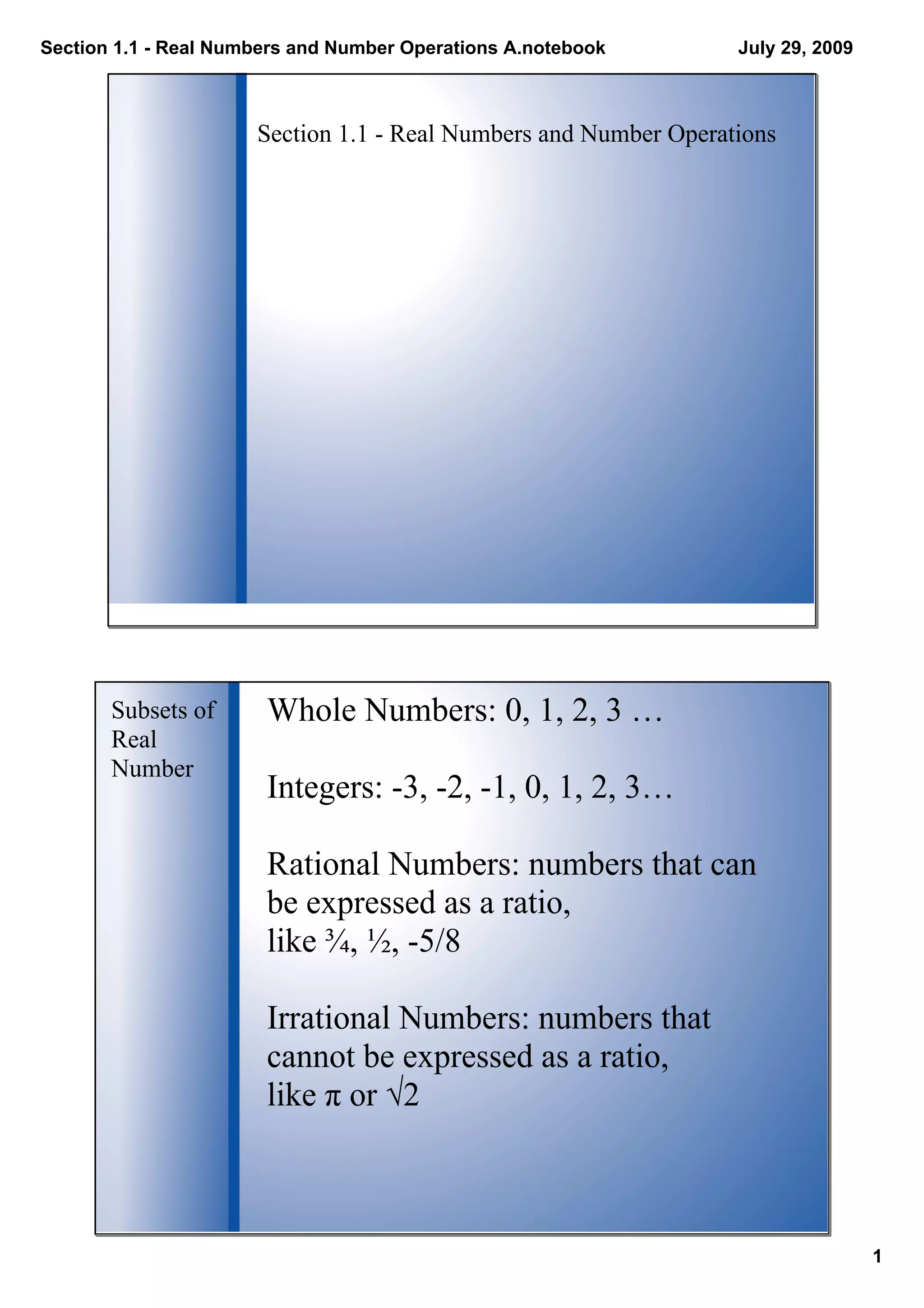 Section 1.1 Real Numbers And Number Operations A | PDF
