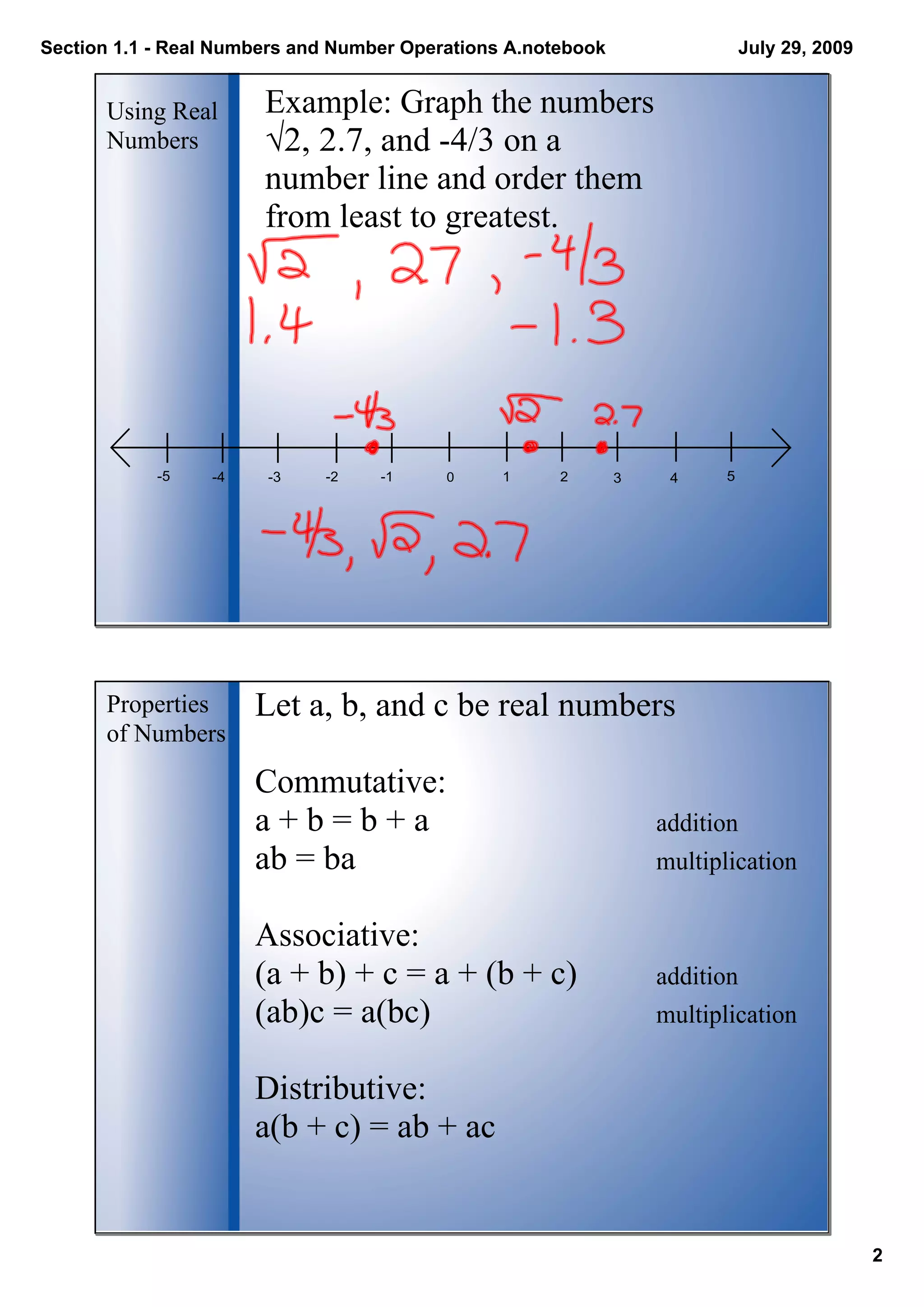Section 1.1 Real Numbers And Number Operations A | PDF