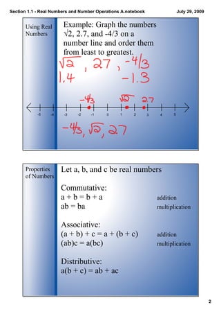 Section 1.1 Real Numbers And Number Operations A | PDF