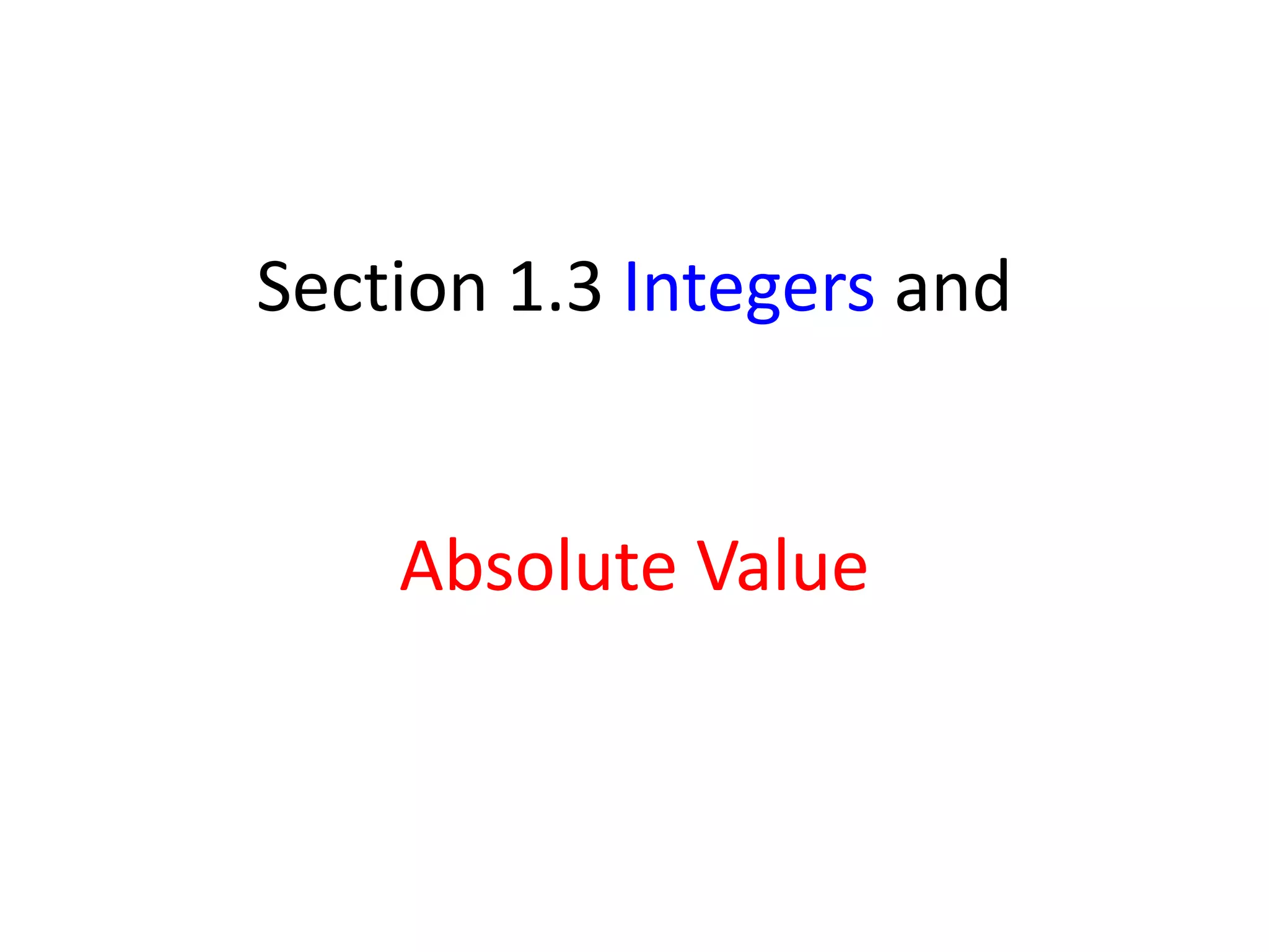 Section 1.3 integers absolute value (math) | PPTX | Science