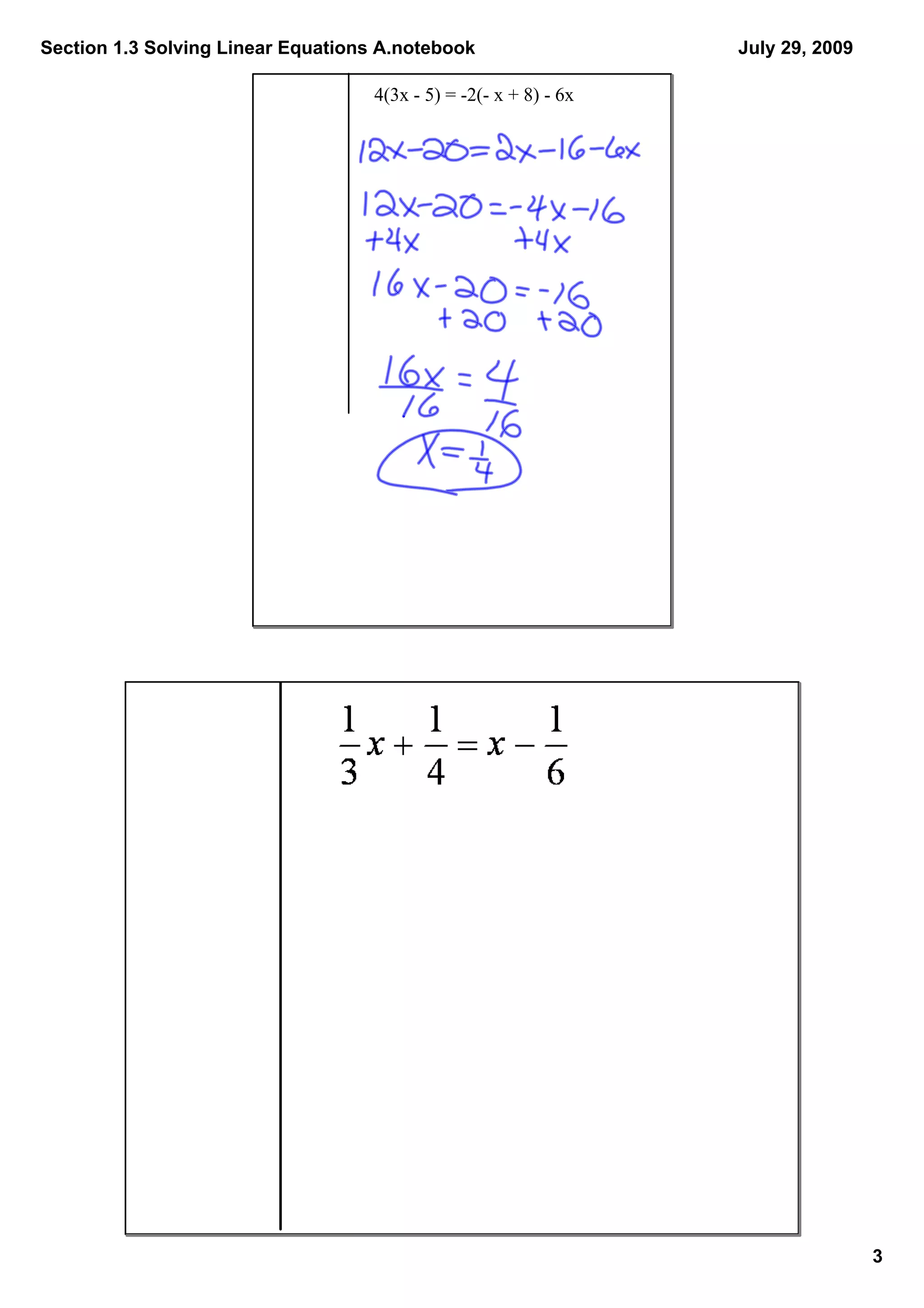 Section 1.3 Solving Linear Equations A | PDF | Physics | Science