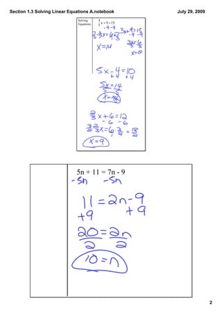 Section 1.3 Solving Linear Equations A | PDF | Physics | Science