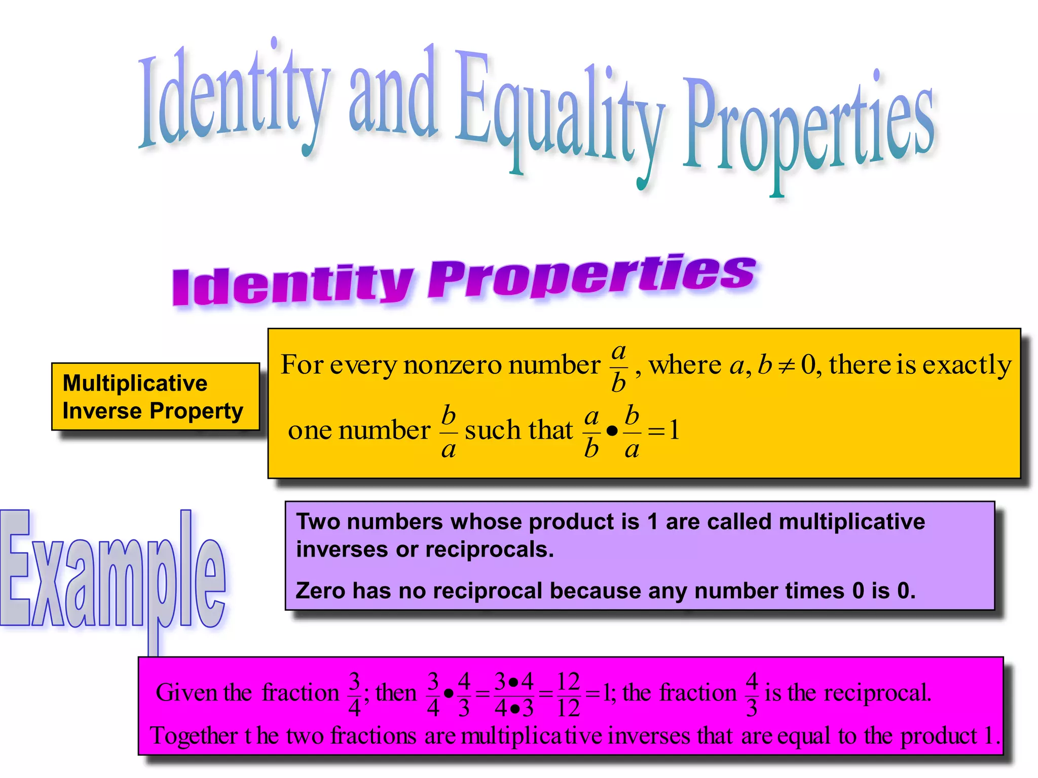 Section 1.4 identity and equality properties (algebra) | PPTX