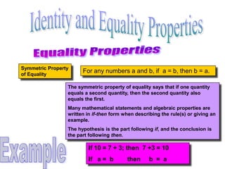 Section 1.4 identity and equality properties (algebra) | PPTX