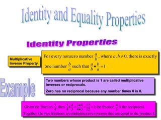 Section 1.4 identity and equality properties (algebra) | PPT